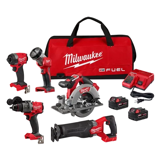 Milwaukee 3697 25 1400 in lb 1 2 in M18 FUEL Cordless 5 Tool Combo Ki