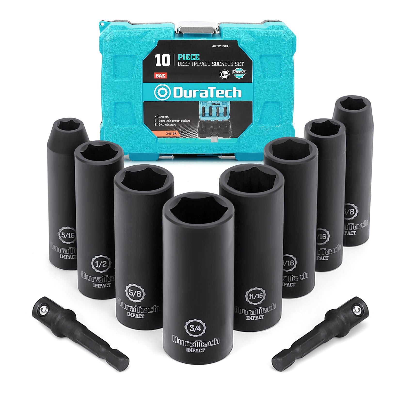 DuraTech 10 pc 3/8 in. Drive SAE Impact Socket Set