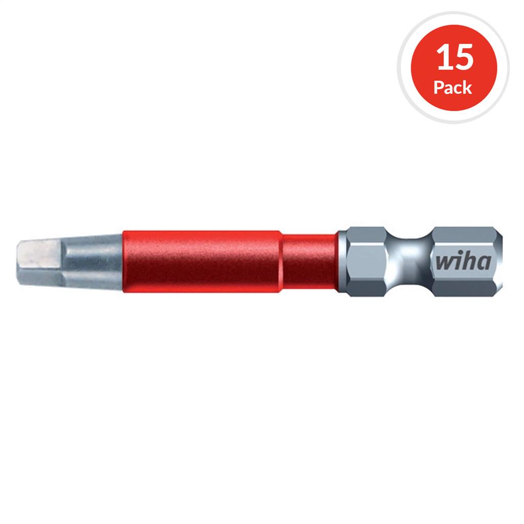 Wiha 76645 #2 x 49 mm Square Drive Terminator Impact Power Bit (15-Pac