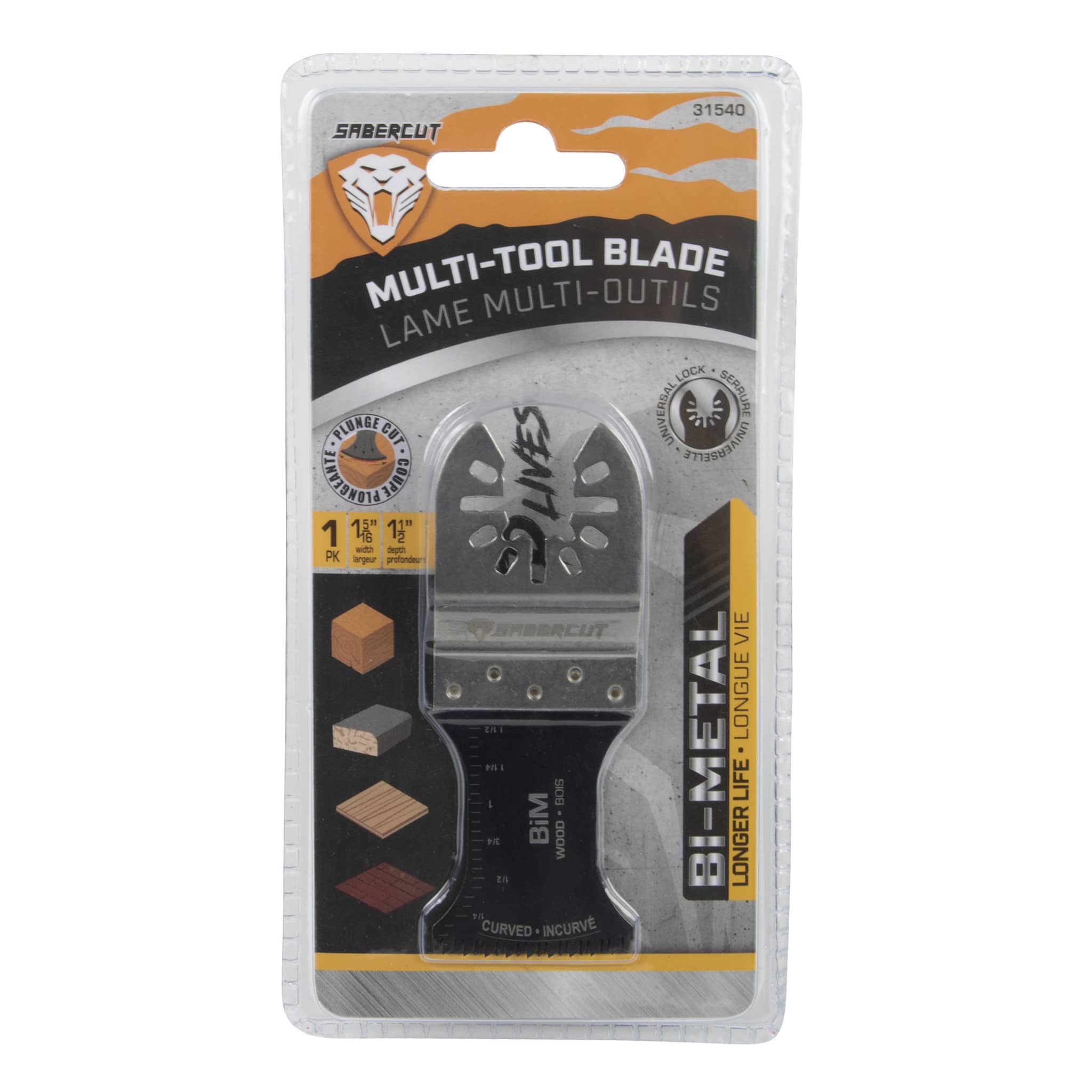 Sabercut 1-5/16in x 1-1/2in Multi-Tool BIM Plunge Wood Blade